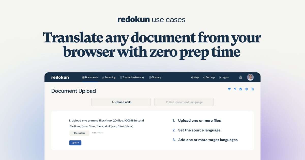 Cas d'utilisation - Traduction de documents en ligne | Redokun